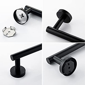Hand Towel Holder for Bathroom, Matte Black Hand Towel Bar, SUS304 Stainless Steel Hand Towel Hanger, Wall Mounted Small Hand Towel Ring, 9 Inch Round Heavy Duty Towel Rack for Bathroom, Kitchen