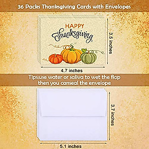 Set of 36 Thanksgiving Greeting Cards with Envelopes, 9 Thanksgiving Designs Note Cards for Thanksgiving, Appreciation