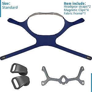 Wisp CPAP Mask Headgear Strap with Fabric Frame and Magnetic Clips Replacement Supplies Compatible with Respironics Wisp Nasal CPAP/BiPAP Mask (Standard Size, Blue)