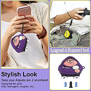 [2Pack] Case for AirPods Pro 2nd Generation 2022, Cute AirPods Pro 2 Cartoon Character Case, Unique Design Funny Fun Kawaii 3D Cartoon Characters Soft Silicone AirPods Pro 2 Case Cover for Men Women
