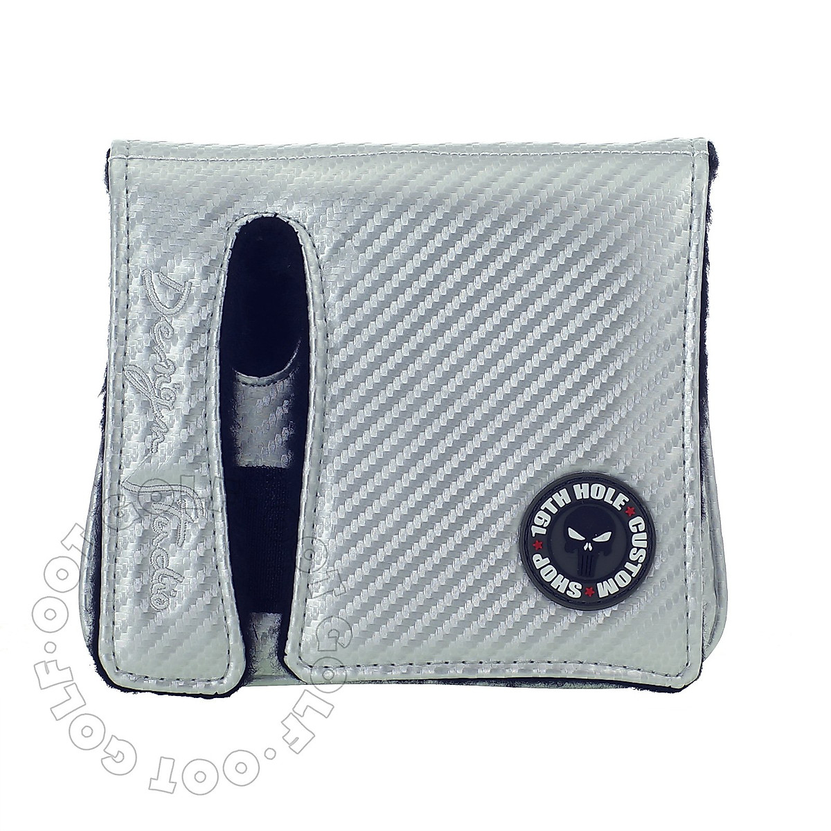 US Flag Punisher Skull Golf High-MOI Mallet Putter Head Cover, Right Heand, Silver