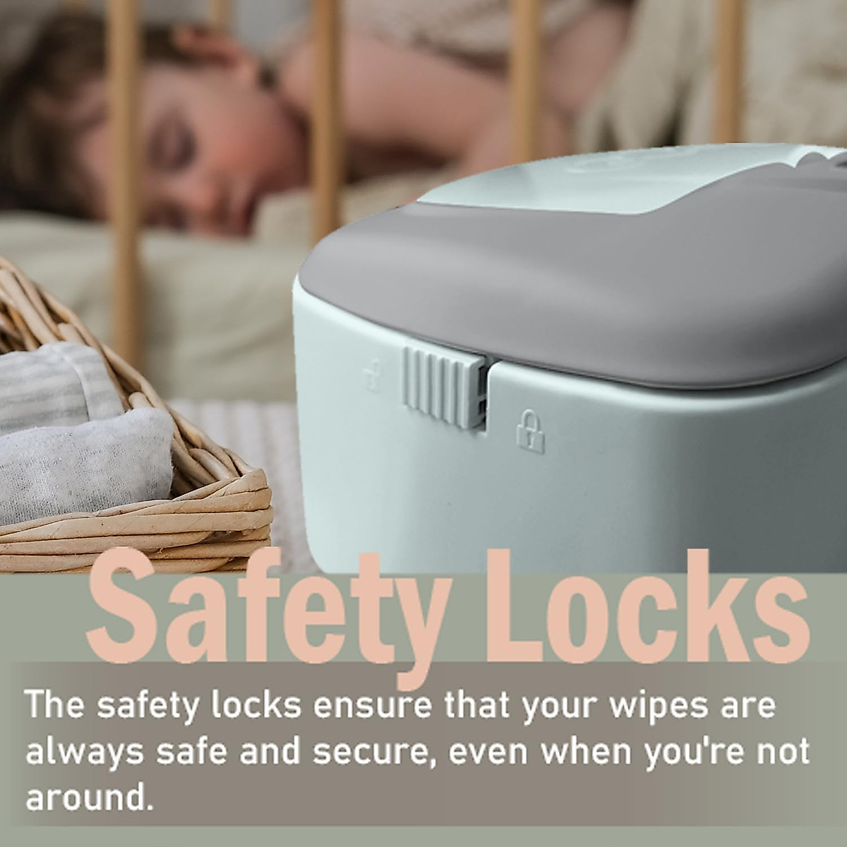 GOGO pure Baby Wet Wipe Warmer and Wet Wipe Dispenser, Holder and Case - with Easy Press On/Off Switch, Great Baby Gift (Blue/Grey) - Only At Amazon