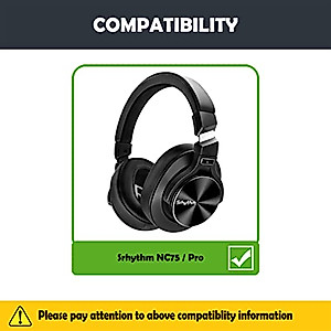 HTINDUSTRY Supreme Comfort Replacement Ear Pads Cushion,Headphone Earpads Compatible with Srhythm NC75 Pro NC 75 Headphones