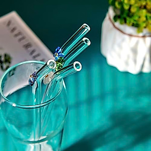 Reusable Glass Straws | 8.2'' X 8mm with Cleaning Brush | Perfect for Smoothies, Milkshakes, Juices ,Teas and Other Cold/Hot Beverages