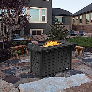 Giantex Propane Fire Pit Table, 42 Inch 60,000 BTU Rectangular Gas Fire Table w/ Waterproof Cover, Outdoor Electronic Ignition Firepit Table w/ Lava Rock for Courtyard Balcony Garden Terrace