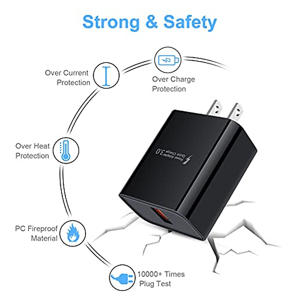 Adaptive Fast Charging Wall Charger USB Cube Power Adapter Quick Charge 3.0 Charging Box Brick for Samsung Galaxy S23 Ultra/A14/A04S/A13/A03s/S22/S21/S20/S10/S10E Note20 A12 A33 A53 A11 A71 A51 A20