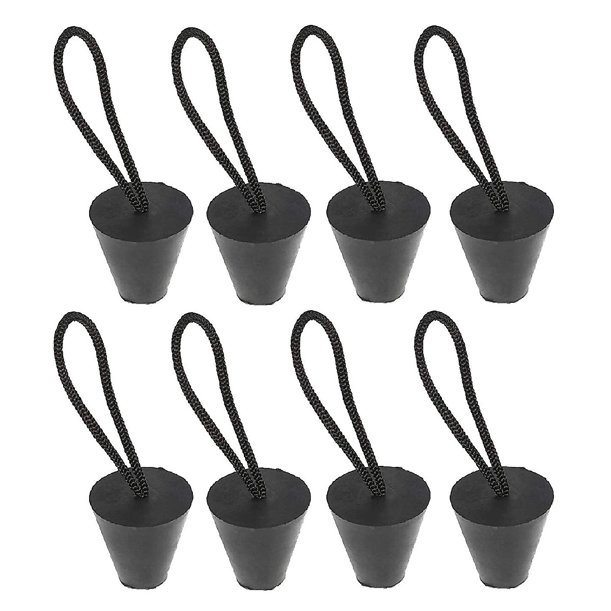 NovelBee 8 Piece of Universal Kayak Scupper Plug with Lanyard Fits 3/4" to 1.5" scuppers or scupper Holes,Color:Black