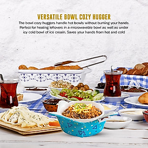 THE PERFECT CORNER Set of 2 Pieces of Bowl Cozy, Bowl Cozy Comes With a Protector to Cover the Food Served, Hot Bowl Cozy Holder, Heat & Cold Resistant