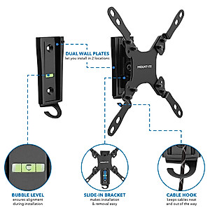 MOUNT-IT! RV TV Mount with Dual Wall Plates | No-Rust Quick Release Aluminum Mounting Bracket for Indoor Or Outdoor Use | Low-Profile Full Motion Arm, 33lbs Capacity | Up to VESA 200x200mm