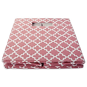 DII Hard Sided Collapsible Fabric Storage Container for Nursery, Offices, & Home Organization, (13x13x13") - Lattice Rose