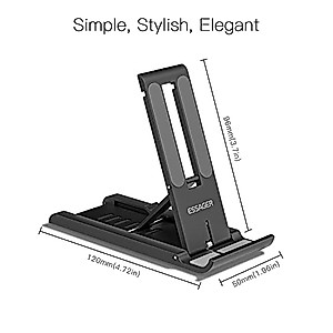 ESSAGER 2 Pack Foldable Mini Cell Phone Stand, Adjustable Mobile Phone Holder for Desk Compatible with iPhone/Kindles/Smartphones (Black)