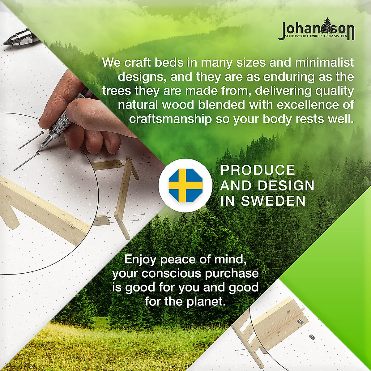 Queen Size Natural Solid Wood Platform Bed Frame Without Headboard — Foundation Bedframe | Easy Assembly Wooden Slats | No Box Spring Needed | Rustic Pine 60 x 80 — Springfield Collection