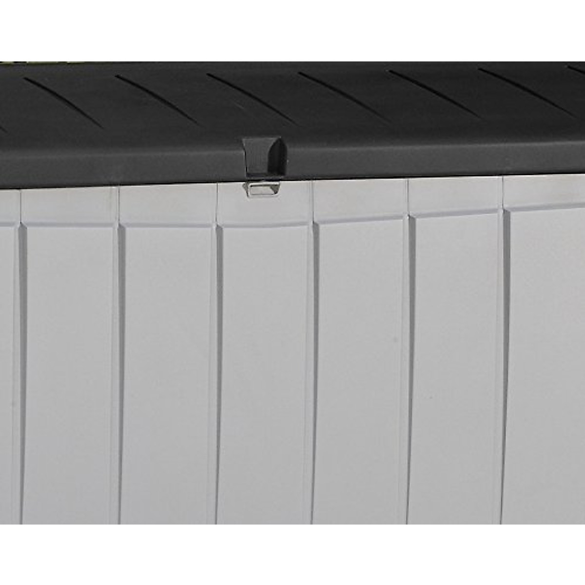 Keter Novel Plastic Deck Storage Container Box Outdoor Patio Garden Furniture 90 Gal, Black/Gray