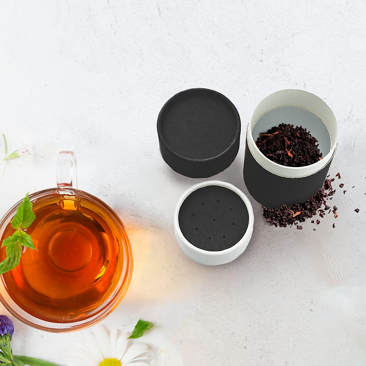 UTILE Powder Shaker Paperboard Cardboard 2 Oz Kraft Cylinder Tube with Lid – Empty Paper Sifter Containers for Storage Coffee Cosmetic Crafts (Black, 8 Pack)