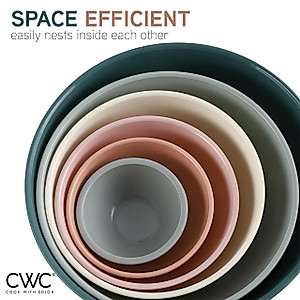 COOK WITH COLOR Mixing Bowls with TPR Lids - 12 Piece Plastic Nesting Bowls Set includes 6 Prep Bowls and 6 Lids, Microwave Safe (Teal)