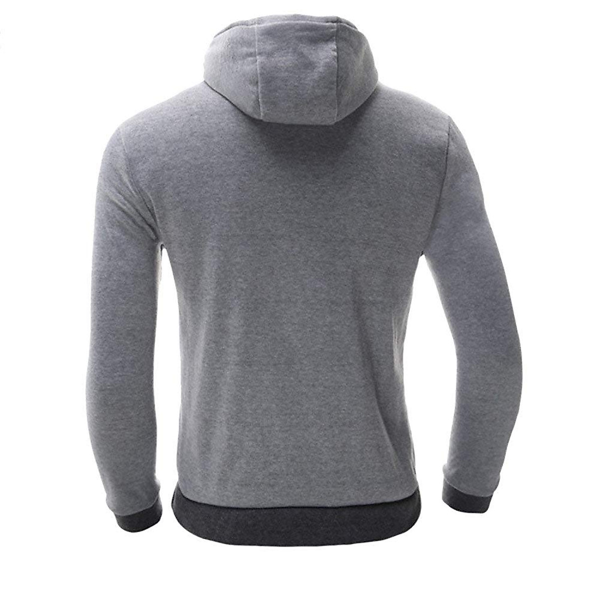 jin＆Co Men's Pullover Sweatshirts Autumn Winter Zipper Button Slim Fit Casual Hooded Pullover Tops Blouse Coat Gray