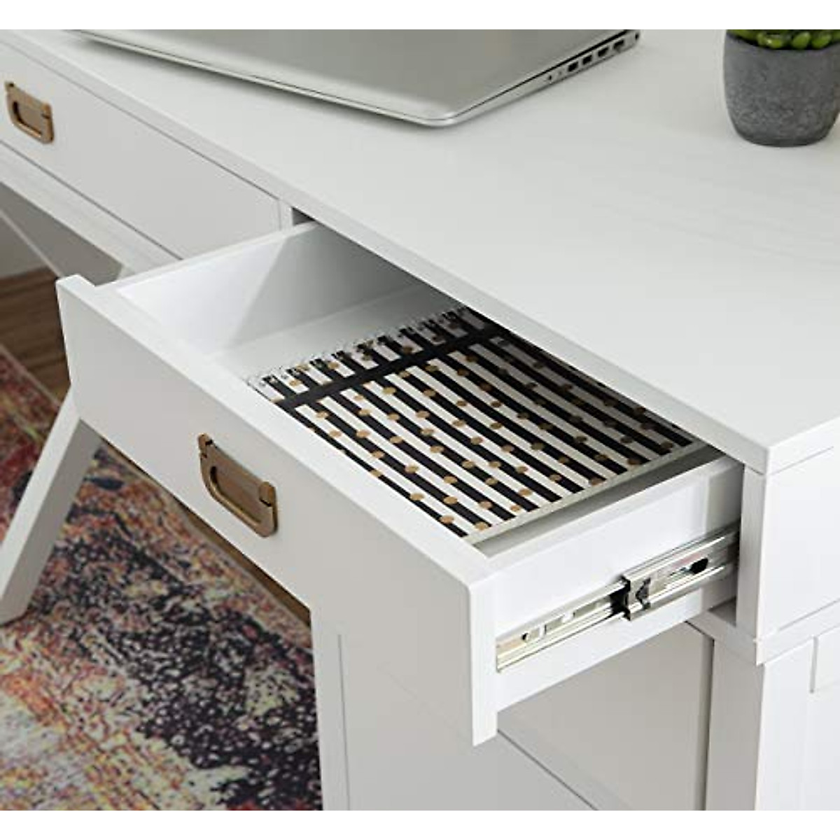 Linon White Modern Classic Side Storage Sadie Desk