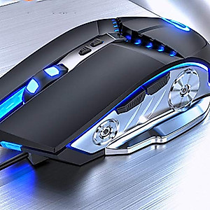 Silent Gaming Mice Mice Portable PC Silent Wired RGB Gaming with 7 Color Backlight PC Computer Gaming Mice for Windows PC Gamers (Black) Mouses Portable Pc Office Pc