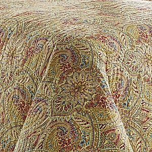 Waverly Swept Away Modern Farmhouse Paisley 3-Piece Reversible Quilt Bedding Bedspread Set, King, Berry