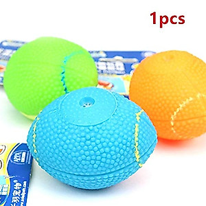 Hypeety Dog Squeak Chew Ball Interactive Toy Chewing Durable Latex Balls Toys for Small Medium Large Dogs Tooth Cleaning Chewing Playing (1pcs Random Color) (Rugby)