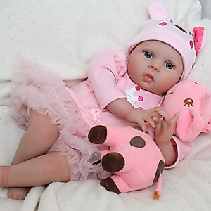 CHAREX Realistic Reborn Baby Dolls Real Looking Lifelike for Girls 22 Inch Handmade Weighted Newborn Silicone Doll with Giraffe Toy Gifts Kids Age 3+
