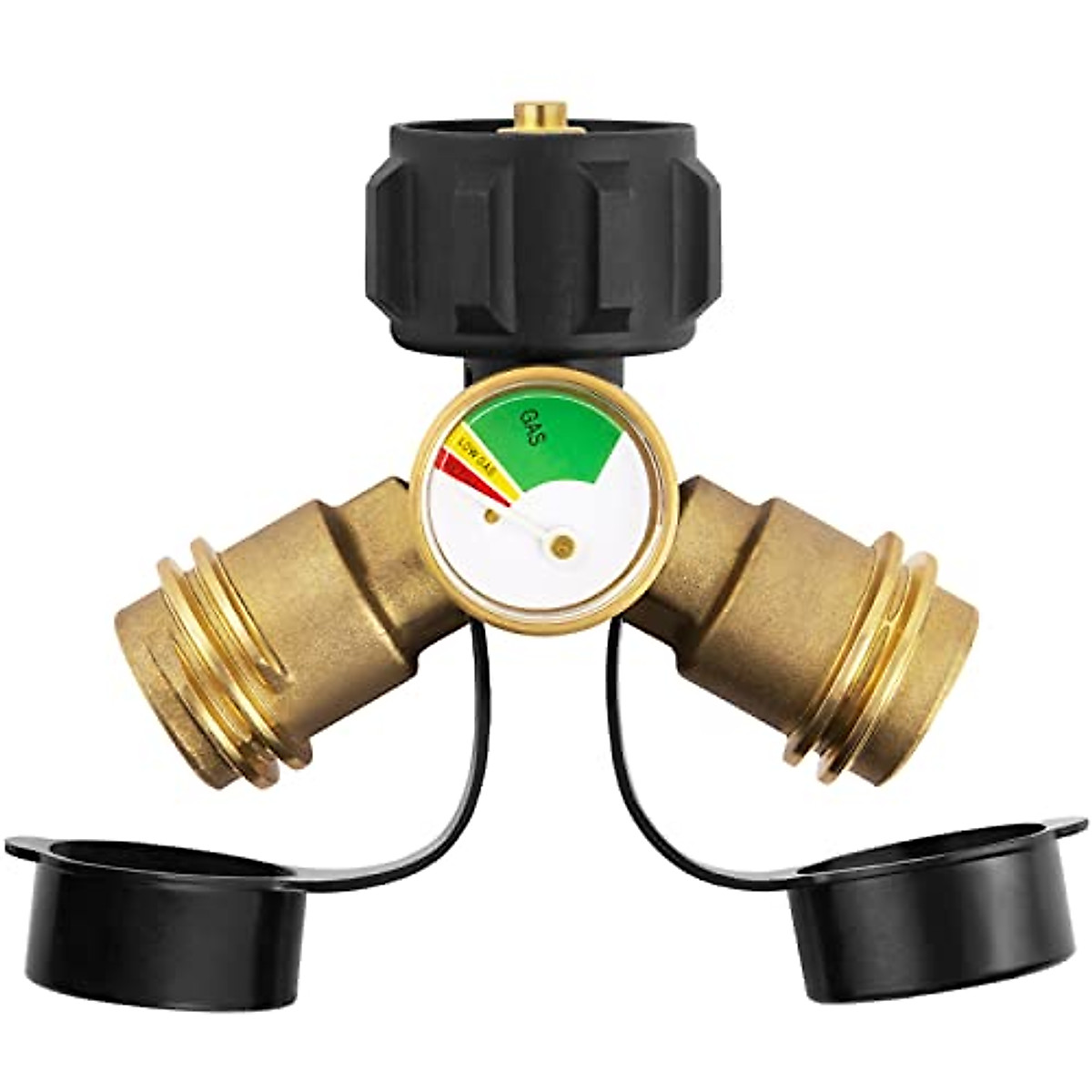 SHINESTAR 1lb to 20lb Propane Adapter with Durable Braided Hose, Comes with A Propane Tank Splitter with Gauge, Fit for Propane Stove, Griddle, Gas Grill and More