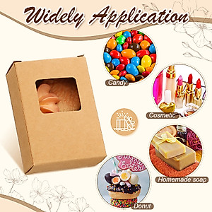 Outus 100 Pcs Soap Packaging Boxes with Window Mini Kraft Paper Boxes Bulk Treat Favor Boxes Rectangle Gift Soap Boxes for Homemade Soap Making Cookies Candy Prese, 3.5 x 2.6 x 1.2 Inch(Brown)