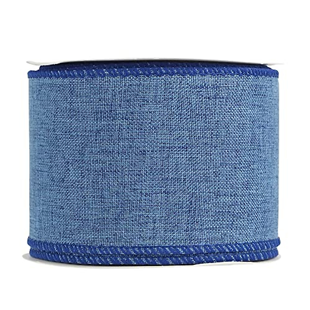 HUIHUANG Wired Ribbon Denim Blue for Wreaths 2-1/2 inch Blue Craft Ribbon Wired Edge Burlap Ribbon for Bows, Crafts, Garland, Swags, Tree Decoration, Gift Wrapping, Home Decor -10 Yards (30 feet)
