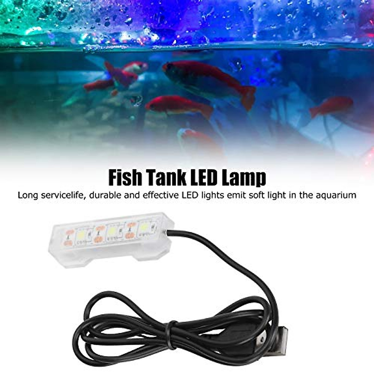 bizofft LED Aquarium Light, Light Weight USB Charging Underwater Light, Plastic Waterproof 2.4X0.8Inch for Aquarium Freshwater Office Desk Fish Tank