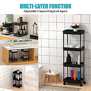 under sink organizers and storage, 2 Pack bathroom counter organizer and storage under sink 2 Tier under kitchen sink organizers with Wheels and Hooks, Multipurpose bathroom sink cabinet organizer