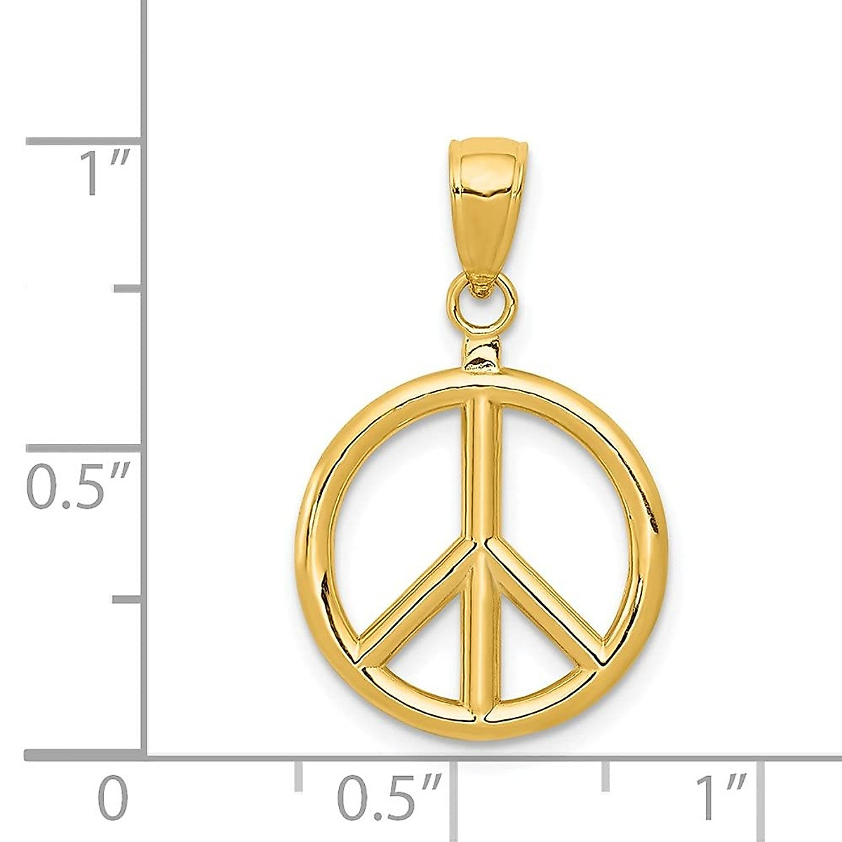Diamond2Deal 14k Yellow Gold 3D Polished Peace Sign Charm Fine Jewelry for Women