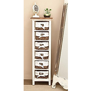 Deco 79 Wood 6 Baskets and 2 Doors Storage Unit, 16" x 11" x 50", White