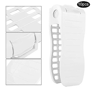 SOONHUA 10 Pcs Plastic Shoes Holder, Double Layer Adjustable Shoes Rack Organizer Storage Holder Space Saving