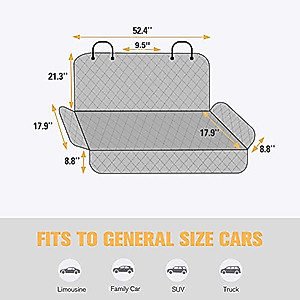 PETICON Dog Car Seat Covers for Back Seat, Waterproof Scratchproof Pet Bench Seat Covers for Cars, Trucks, SUVs, Nonslip Durable Back Seat Cover for Dogs, Washable Backseat Protection, Black