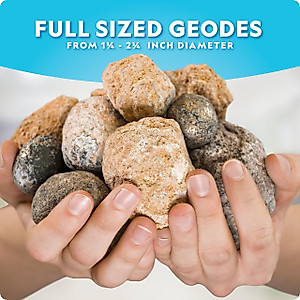NATIONAL GEOGRAPHIC Break Open 10 Premium Geodes – Includes Goggles, Detailed Learning Guide & 2 Display Stands - Great STEM Science Gift for Mineralogy & Geology Enthusiasts of Any Age