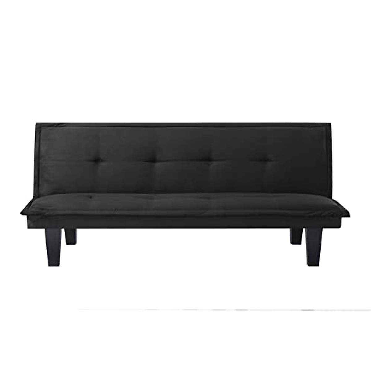FANYE Modern Futon Sofa Convertible Sleeper Couch Bed, Soft Loveseat & Sofabed for Home Office Apartment Small Space Living Room Napping,Armless Love Seats W/Recliner Backrest,No Pillow, Black