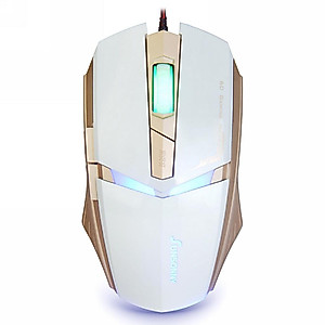 Qisan Gaming Mouse USB Wired Mouse 1600 DPI Adjustable LED Cool (Black)