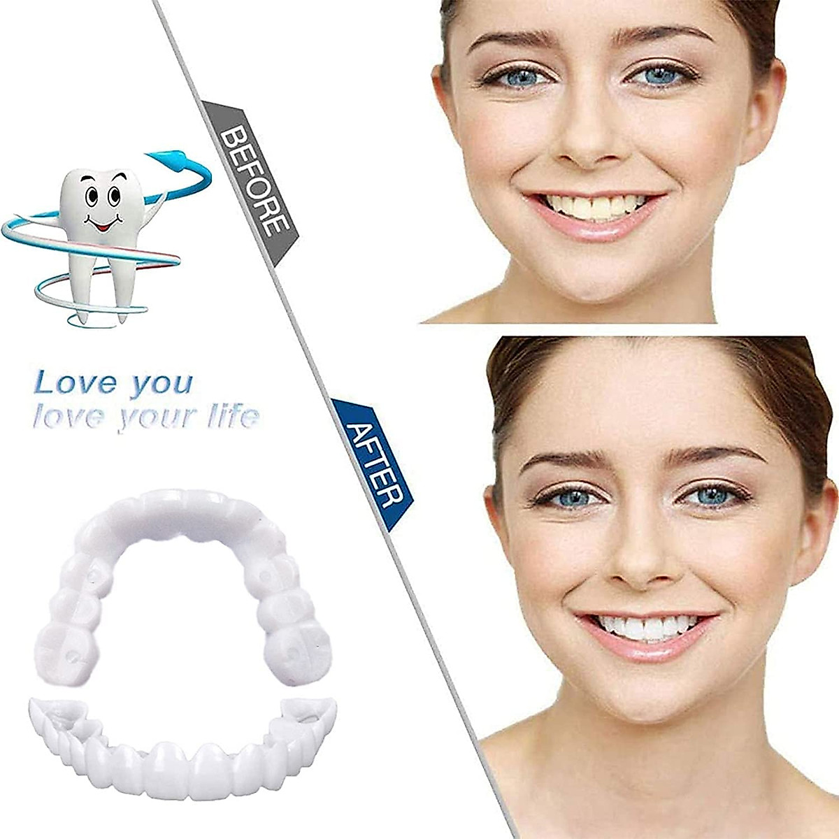 2 Pairs of occlusal Tooth veneers and Smiling Tooth veneers to Protect and Cover Imperfect Teeth, and whitening Braces to Keep Teeth White and Tidy,… (Large Size)