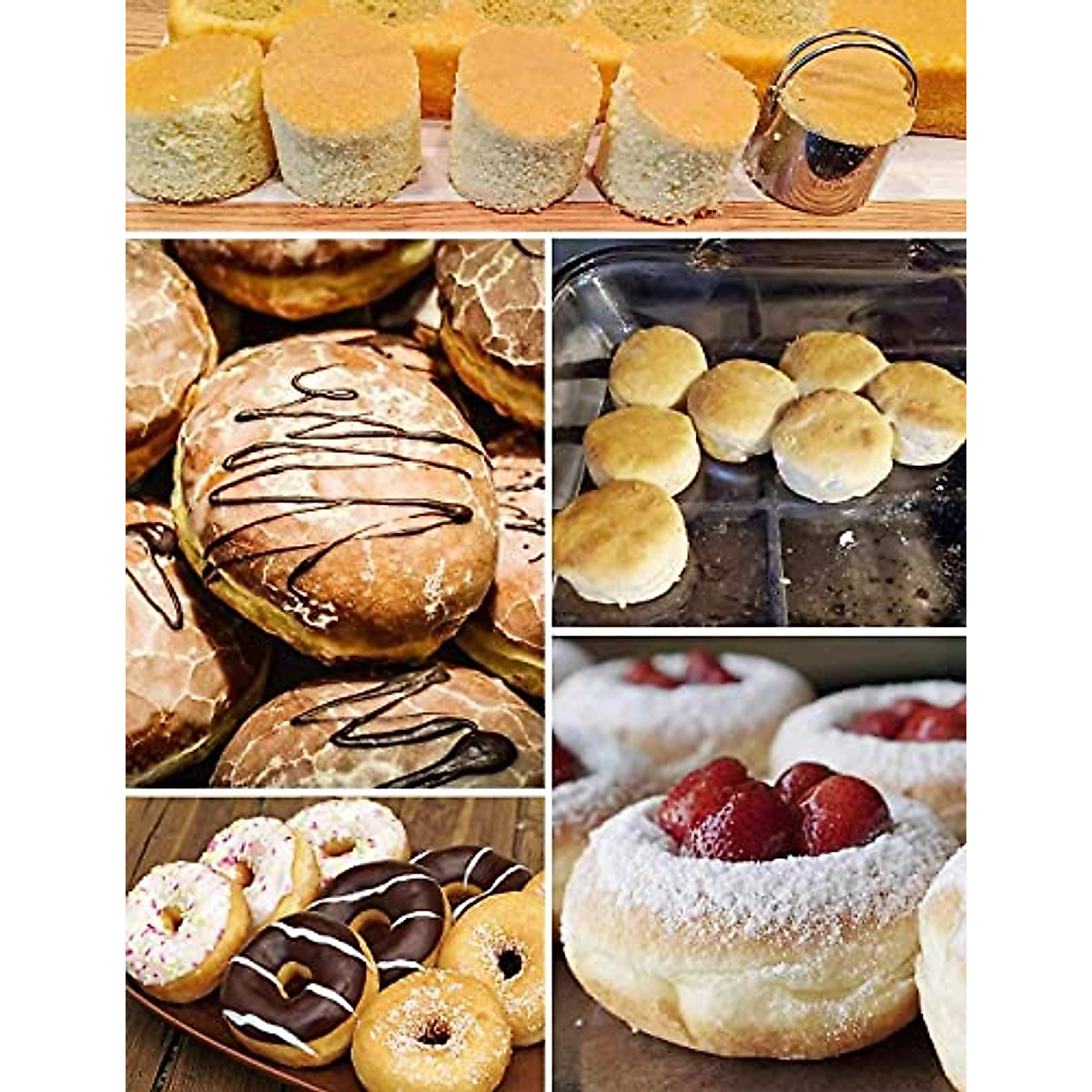 HULISEN Stainless Steel Pastry Scraper, Dough Blender & Biscuit Cutter Set (3 Pieces/ Set), Heavy Duty & Durable with Ergonomic Rubber Grip, Professional Baking Dough Tools, Gift Package