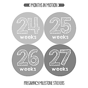 Months In Motion Pregnancy Weekly Belly Growth Stickers - Week to Week Pregnant Expecting Photo Prop - Maternity Keepsake - Baby Bump - Large Set of 36 Weekly Photo Sticker