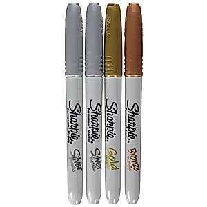 Sharpie - Fine Point Metallic Permanent Markers - Silver/Gold/Bronze (1-Pack of 4)