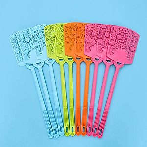 Cabilock 10Pcs Fly Swatters Plastic Manual Swat Mosquito Swatters Flexible Fly Flapper Fly Swatter Pack with Long Handle for Home Garden Yard (Random Color)
