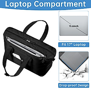 ETRONIK Laptop Tote Bag for Women, Tote Bag for Women with Laptop Compartment, Large Tote Bag Purse with Storage Bag, The Tote Bag Shoulder Bag for Work Gym Overnights Weekend Trips, Black