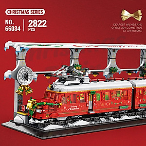 MISINI 66034 Steam Train Building Blocks, 2822 Pcs Train Building Set with Lights, Collectible Christmas elements Steam Locomotive Display Toys kit with Train Tracks, Top Present for Train Lovers