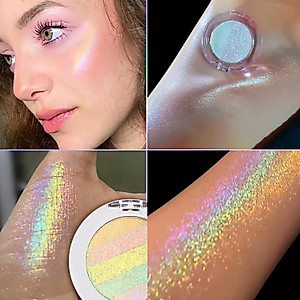 La Catrina Newest Glitter Eyeshadow, DE'LANCI Multichrome Eyeshadow Shimmer Powder, Intense Metallic Color Shift Chameleon Palette, Holographic Sparkle Rainbow Highlighter Eye Makeup (1.5 g)
