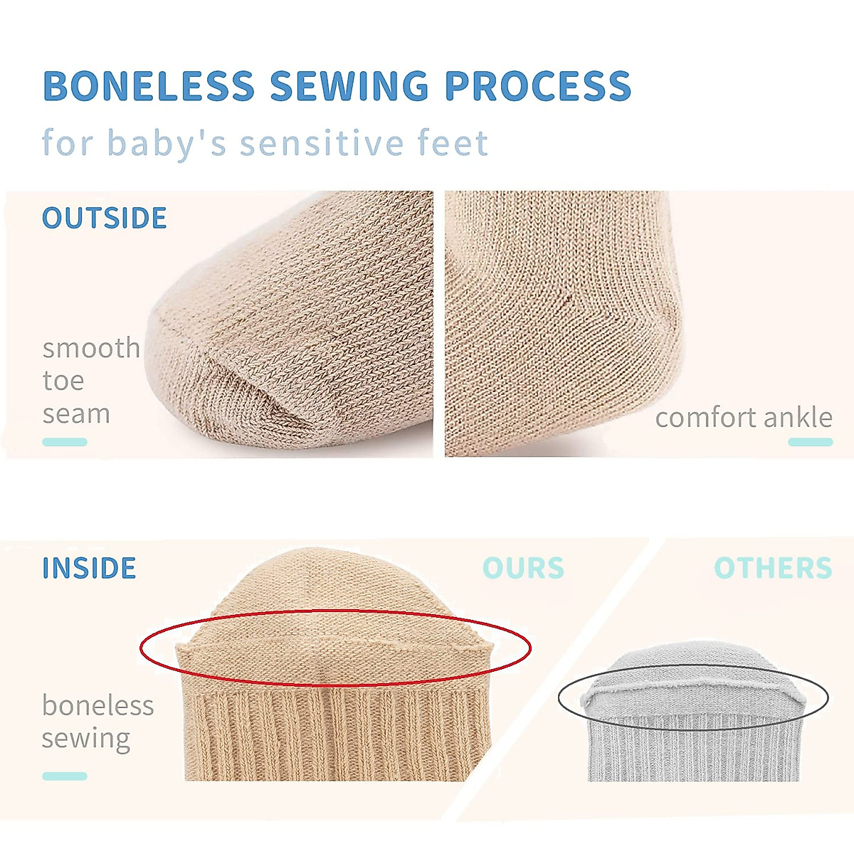 snawowo Funny Newborn Baby Socks with Grip, Cute Gender Neutral Gift for Baby Shower & Baby Registry Search, Non Slip Infant Socks for Girl Boy (6 Pairs-Unisex)