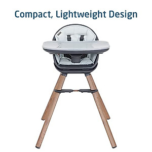 Maxi-Cosi Moa 8-in-1 Highchair, Machine Washable, Compact, Lightweight Design, Essential Graphite