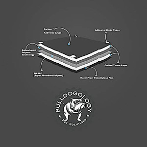 Bulldoglogy Carbon Black Puppy Pee Pads with Adhesive Sticky Tape - Large Charcoal Housebreaking Dog Training Wee Pads (24x24) 6 Layers with Extra Quick Dry Bullsorbent Polymer Tech (50-Count)