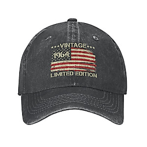 60th Birthday Gifts for Men Women Hats Vintage 1964 Shirt Hat Black Baseball Cap
