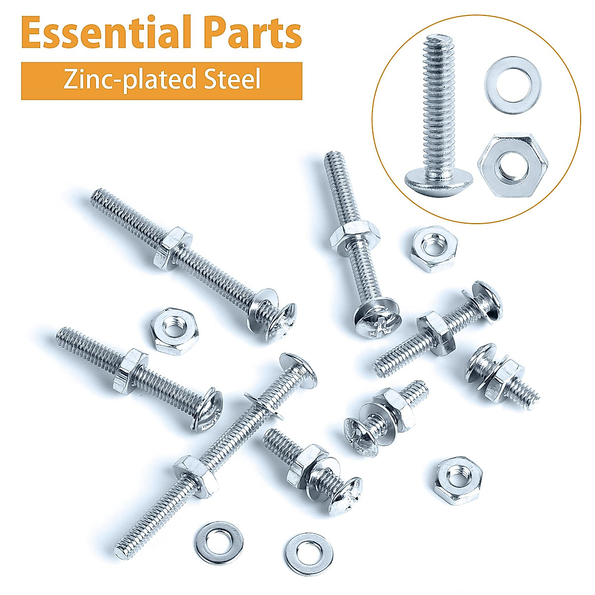 VIGRUE 705PCS #8-32x1/2 to #8-32x2 Machine Screws 8/32 Knob/Pull Screws Bolt Nut Flat Washers Zinc-Plated Steel Phillips Machine Screws Assortment Kit, Cabinet Door and Drawer Screws